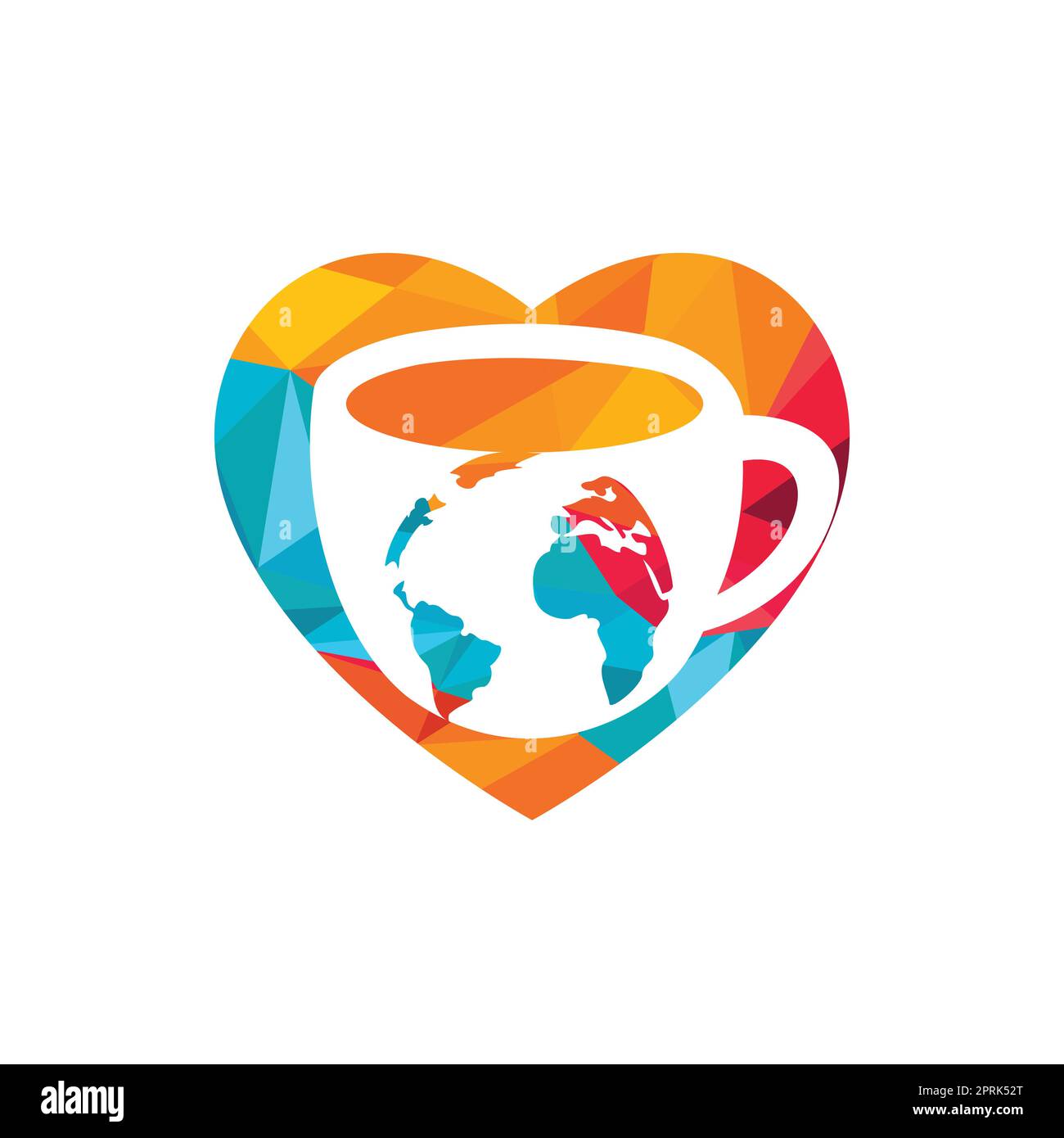 Creative Coffee cup with globe map vector logo design template Stock ...