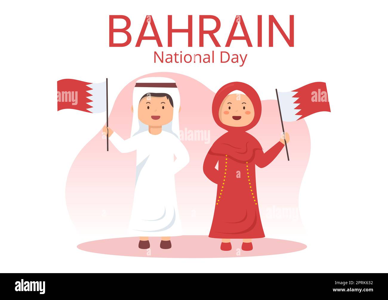 Bahrain National Day or Independence Template Hand Drawn Cartoon Flat ...