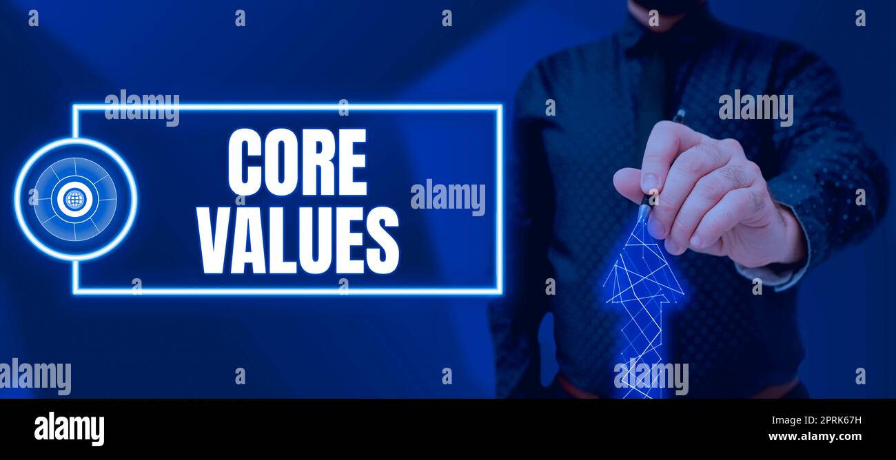 Text sign showing Core Values, Business showcase principles which guide ... Text sign showing Core Values, Business showcase principles which guide ...