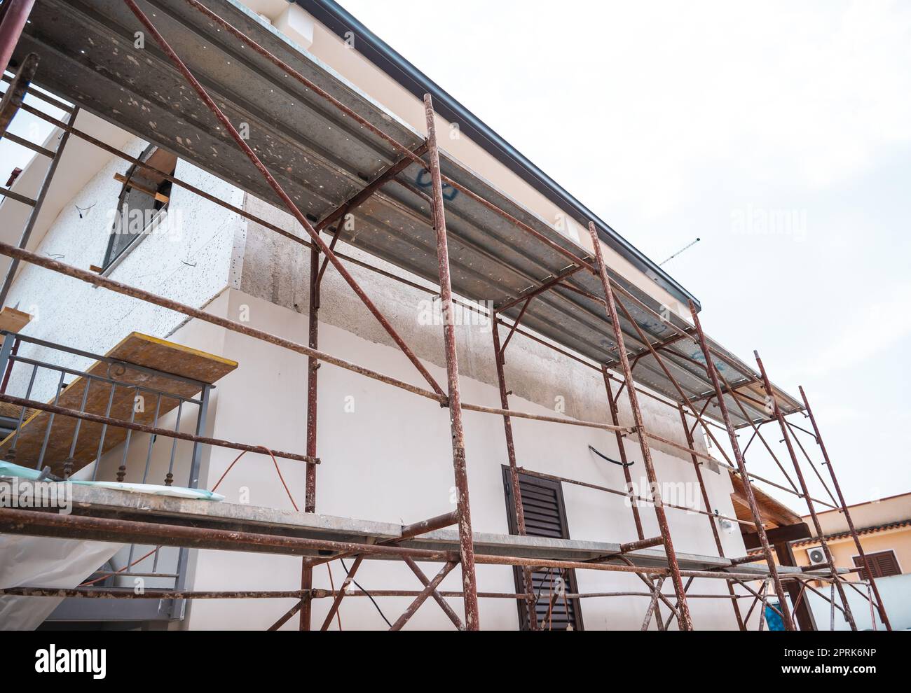 Construction company build the structure of a new building Stock Photo ...