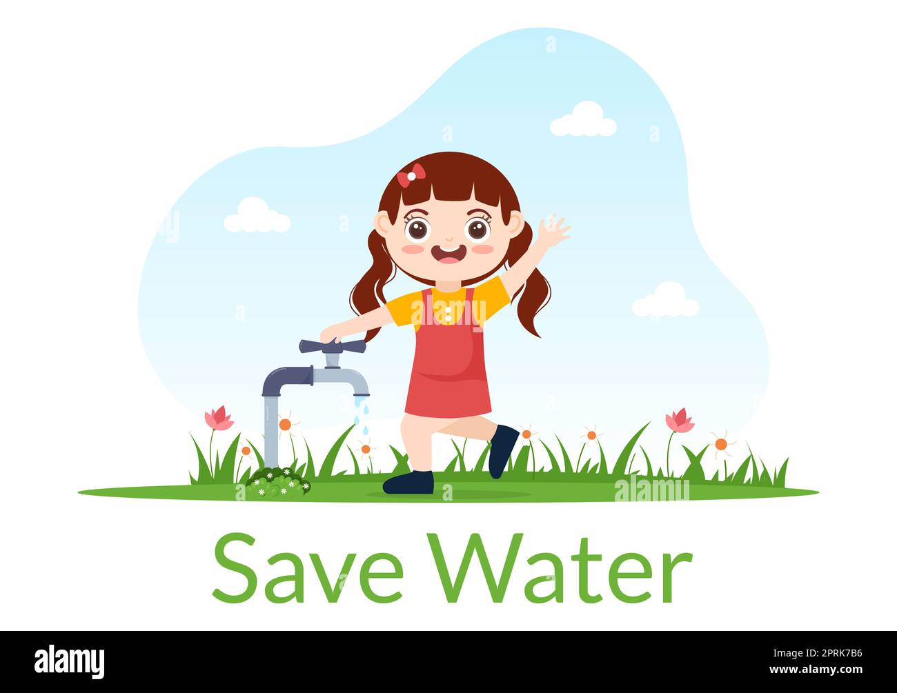 Water Saving Templates Hand Drawn Flat Cartoon Illustration for Mineral ...