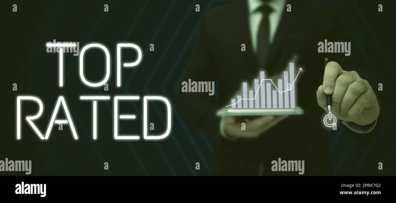 Conceptual caption Top Rated, Internet Concept The high amount of a ...