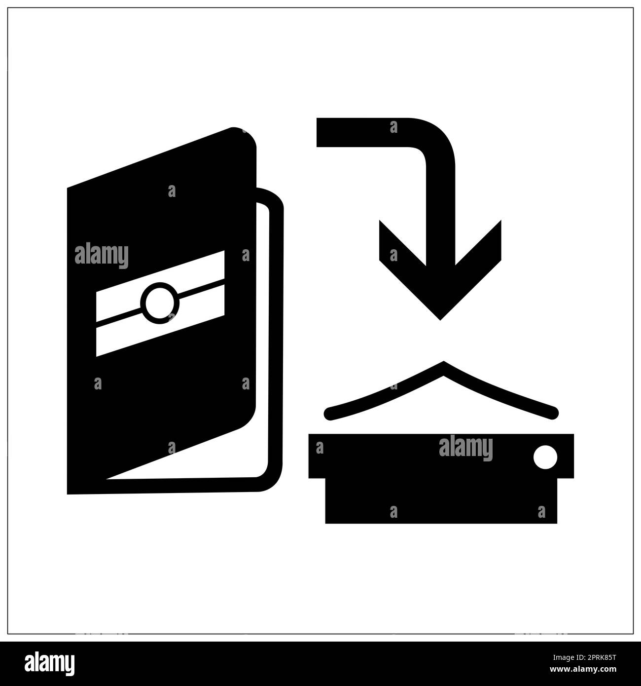 ISO 7001 open passport and place on scanning device sign Stock Photo ...