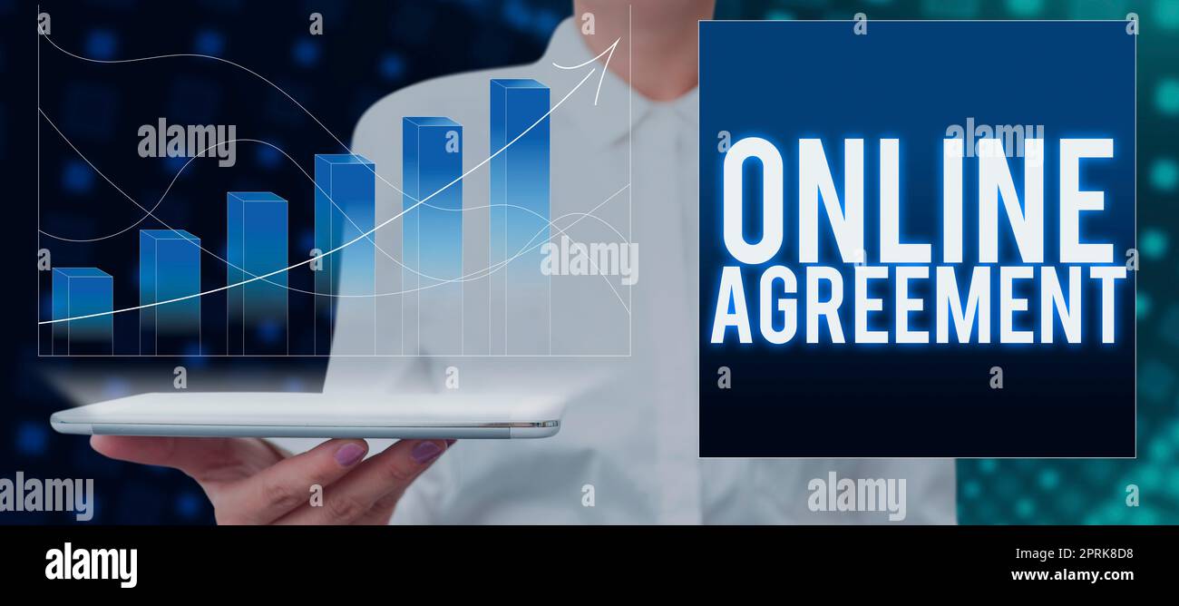 Hand writing sign Online Agreement, Concept meaning contracts that are ...