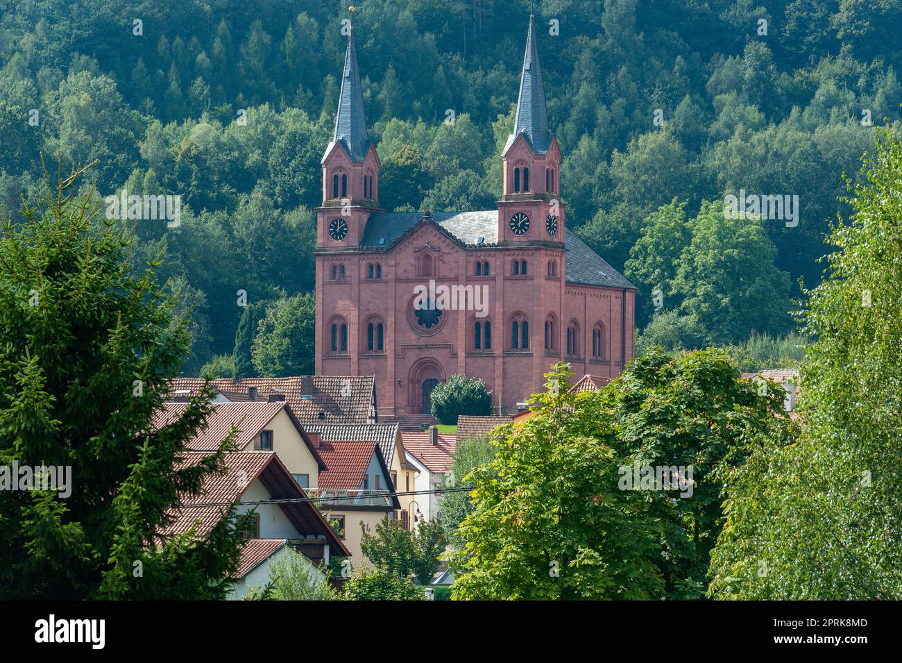 Double tower facade of the Protestant Church, Wilgartswiesen ...