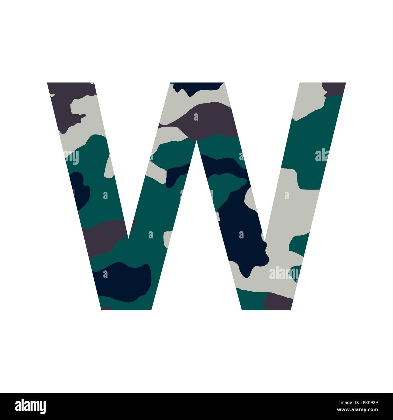 English alphabet letter W, khaki style isolated on white background ...