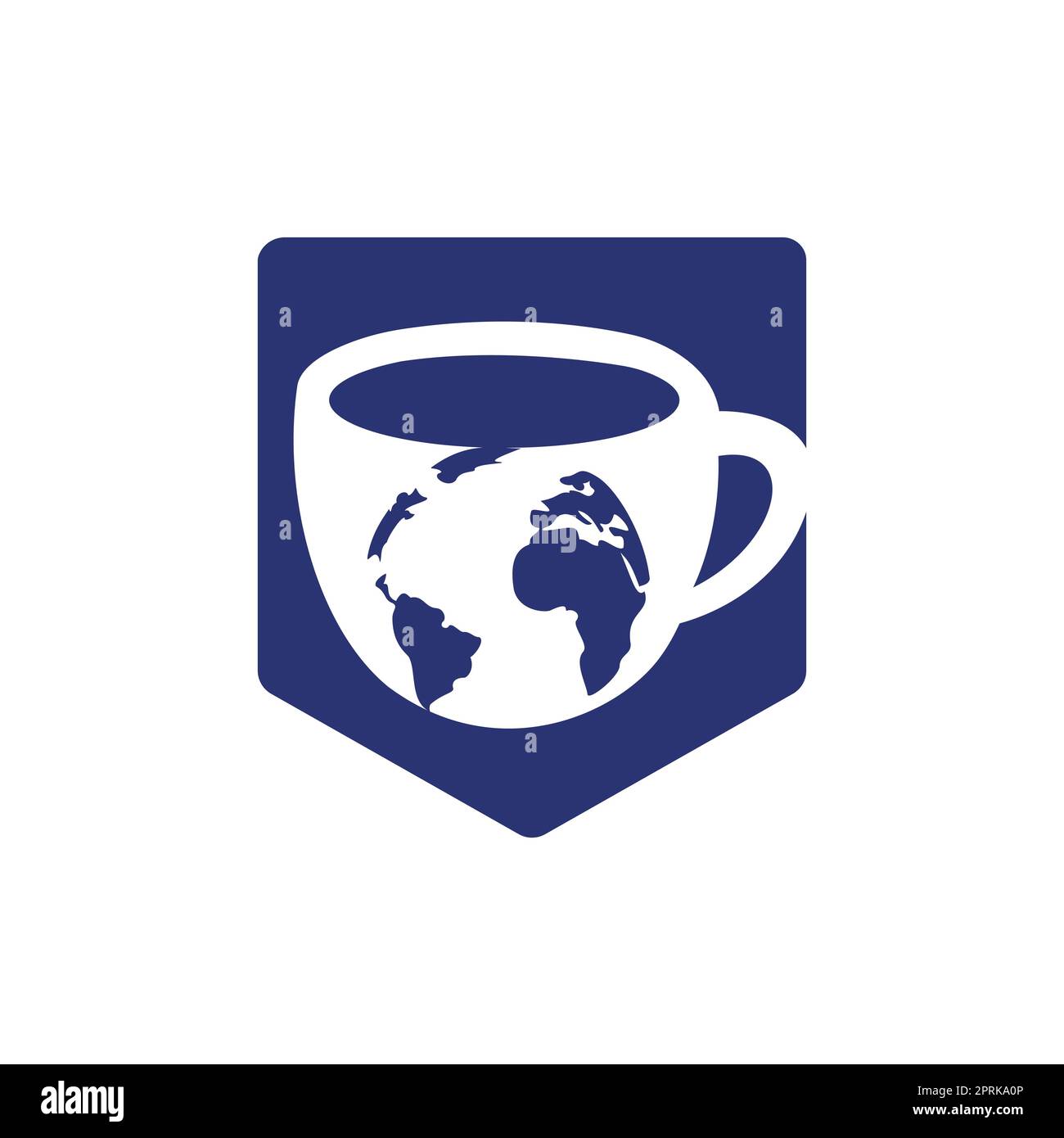 Creative Coffee cup with globe map vector logo design template Stock ...