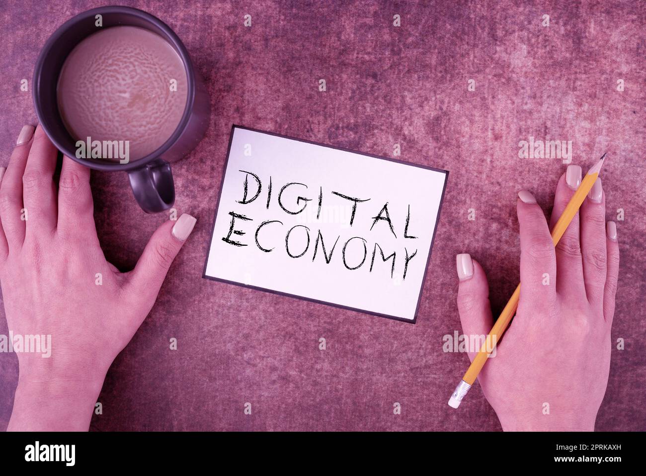 Sign displaying Digital Economy, Business approach advancement of ...