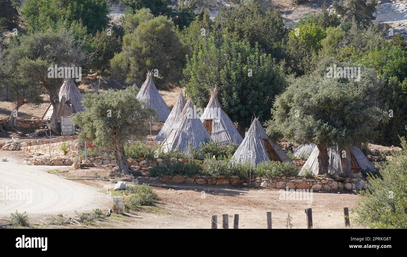 Camping site by the Mediterranean Sea. Green tourism. Akamas peninsula ...