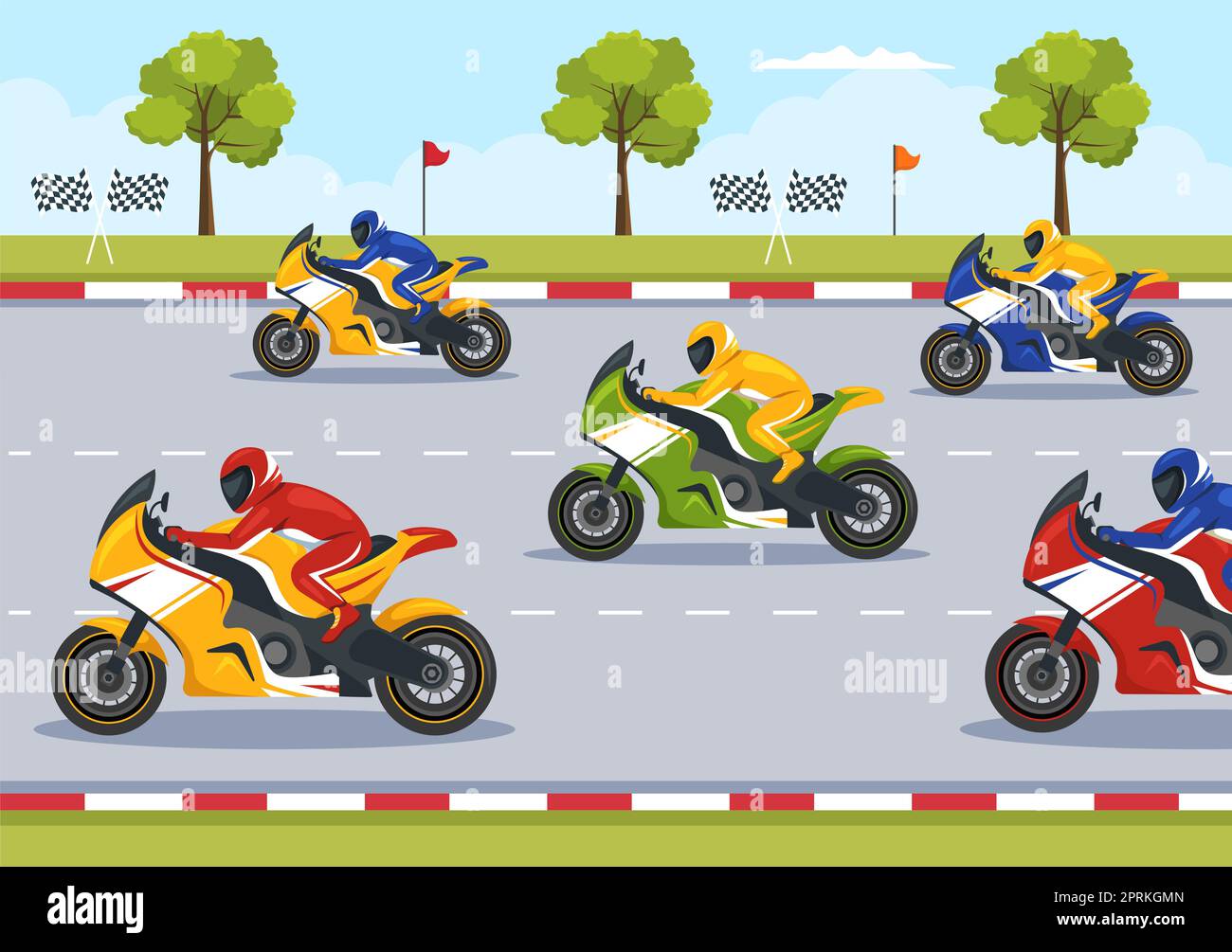 Racing Motosport Speed Bike Template Hand Drawn Cartoon Flat ...