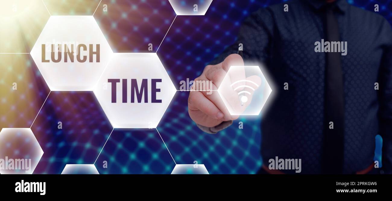 Hand writing sign Lunch Time, Concept meaning Meal in the middle of the ...