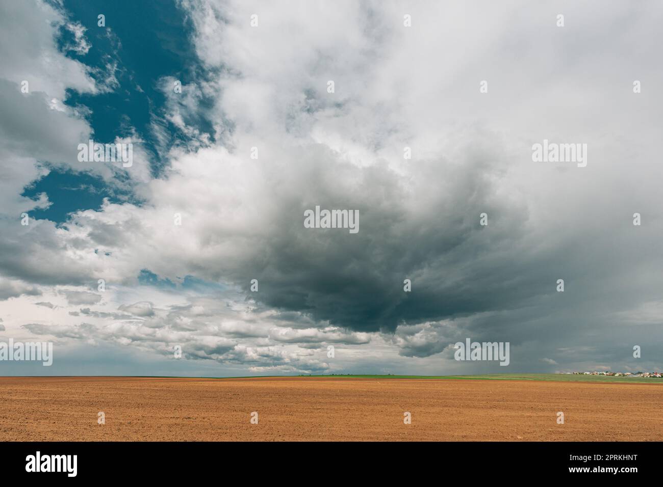 Countryside Rural Field Landscape With Empty Brown Soil. Early Spring ...