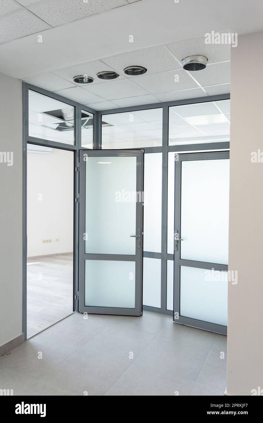 Empty office room with glass walls and doors. modern design for office ...