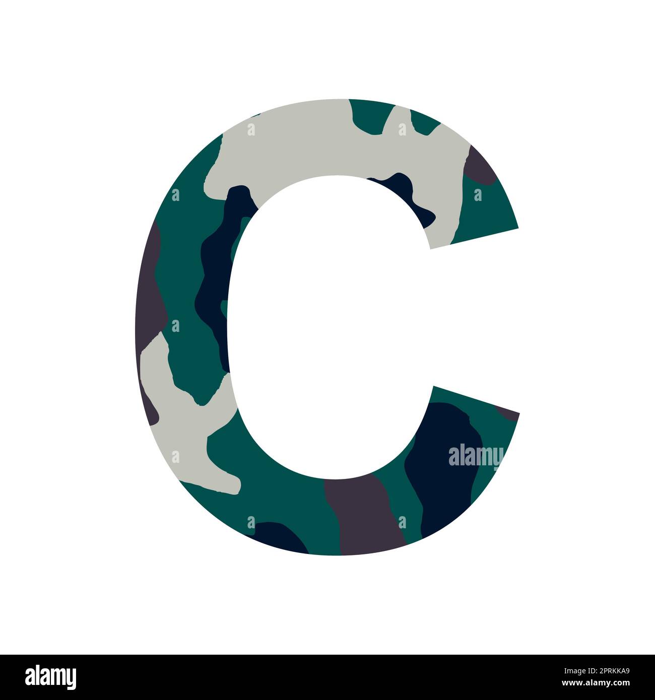 English alphabet letter C, khaki style isolated on white background ...