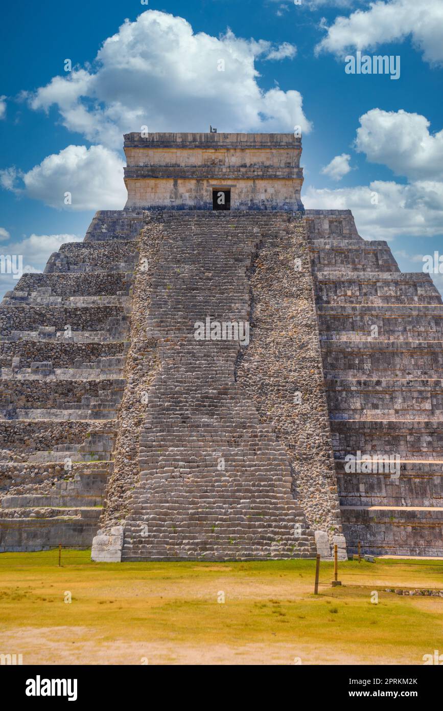 Ladder steps of temple Pyramid of Kukulcan El Castillo, Chichen Itza ...