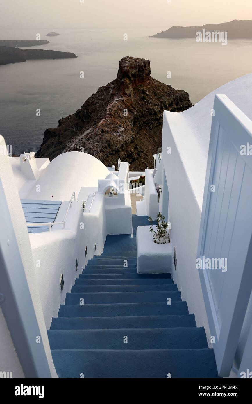 Narrow stone steps, a traditional piece of architecture on the island ...