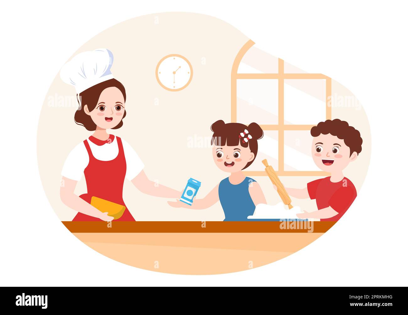 Cooking School With Kids and Teacher in a Class Learning to Learn Cooks ...