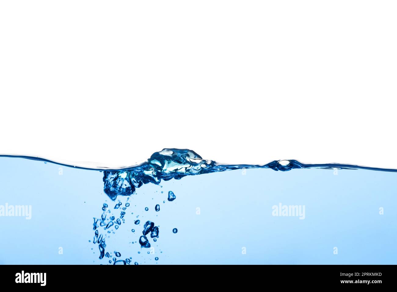 Abstract clean flow ripple surface on liquid. Light blue water wave with air bubbles and a ...
