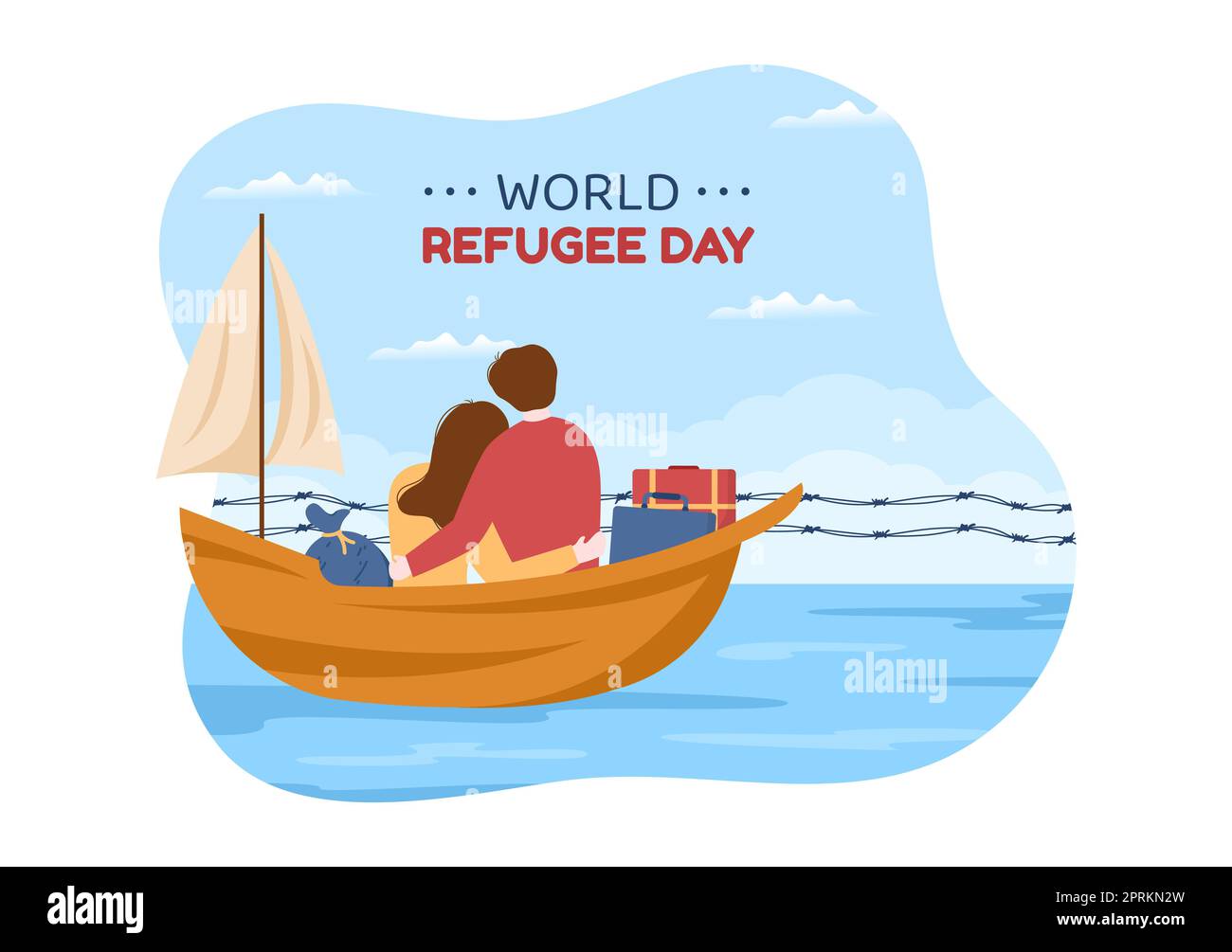 World Refugee Day Template Hand Drawn Cartoon Flat Illustration with ...