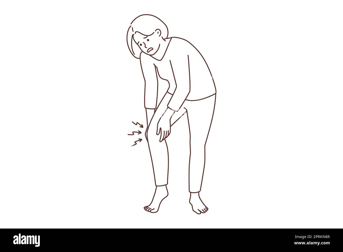 Unhealthy woman suffer from pain in knee. Unwell female struggle with ...