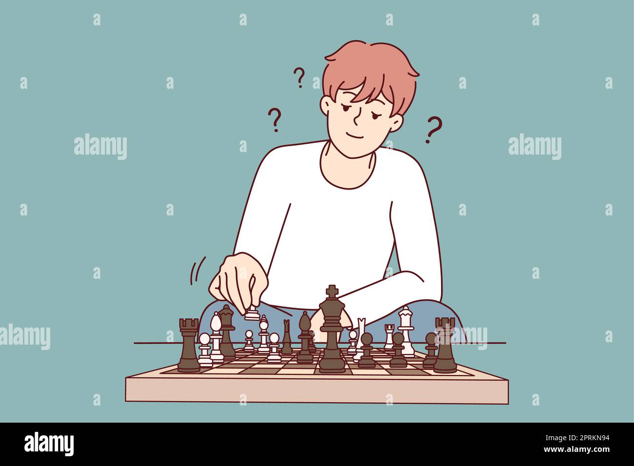 Young man feel frustrated think playing chess at home. Millennial guy ...