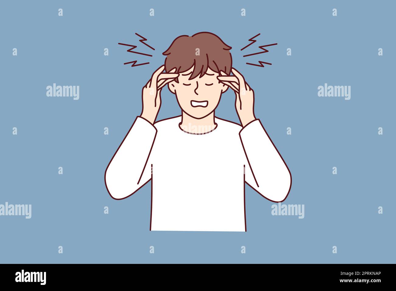 Stressed young man suffer from headache or migraine. Unhealthy ...