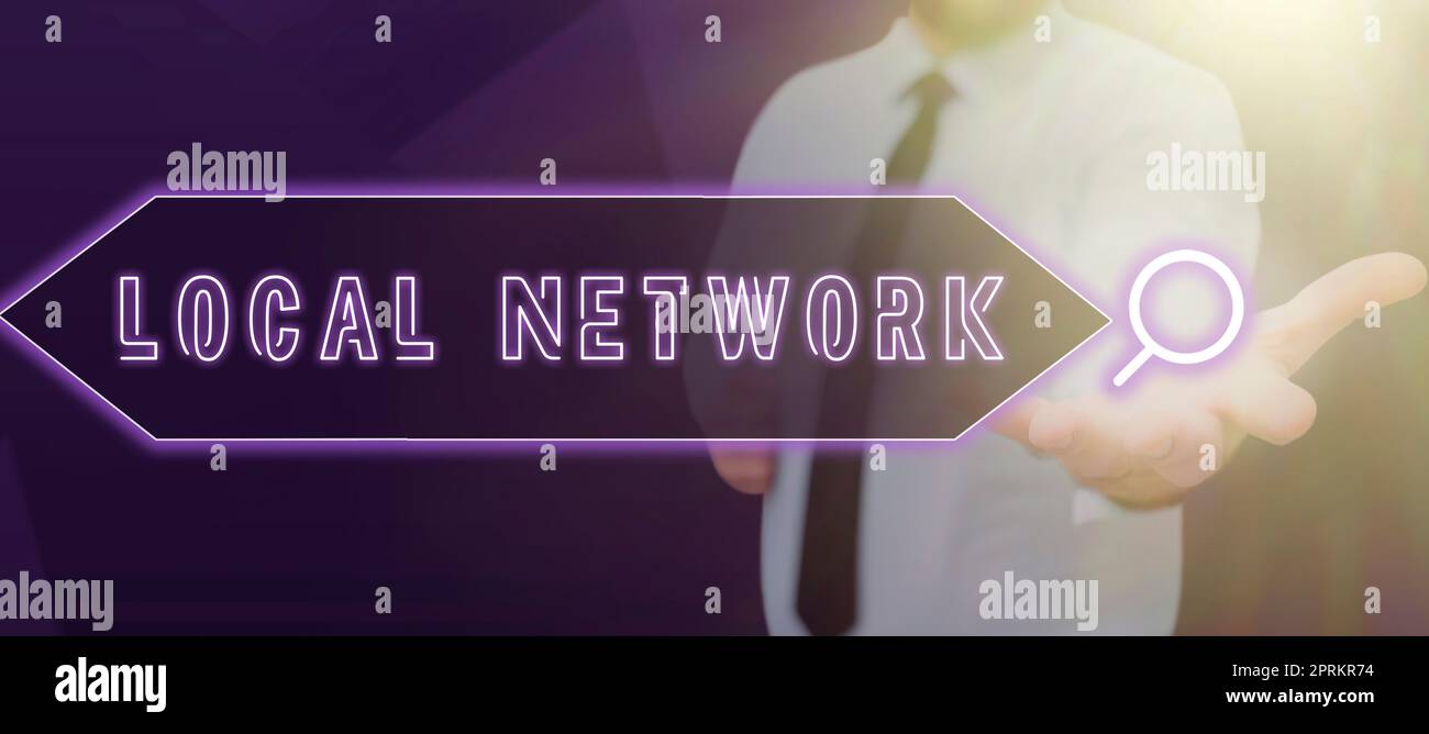 Text caption presenting Local Network, Word Written on Intranet LAN ...