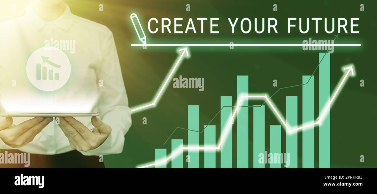 Text caption presenting Create Your Future, Word for Know what you want ...