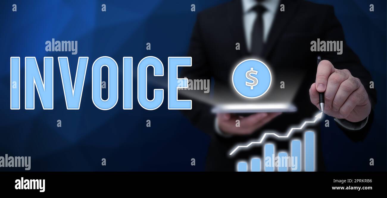 Hand writing sign Invoice, Internet Concept commercial document that ...