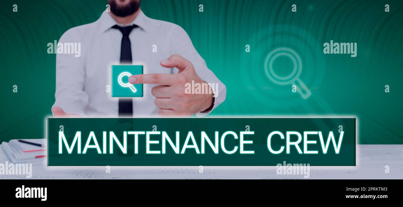 Text caption presenting Maintenance Crew, Business overview performs deep analysis of evasive ...