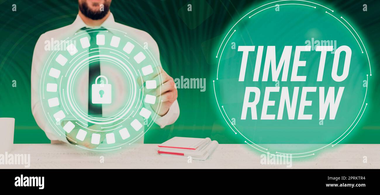 Writing displaying text Time To Renew, Internet Concept to do something more efficiently that ...