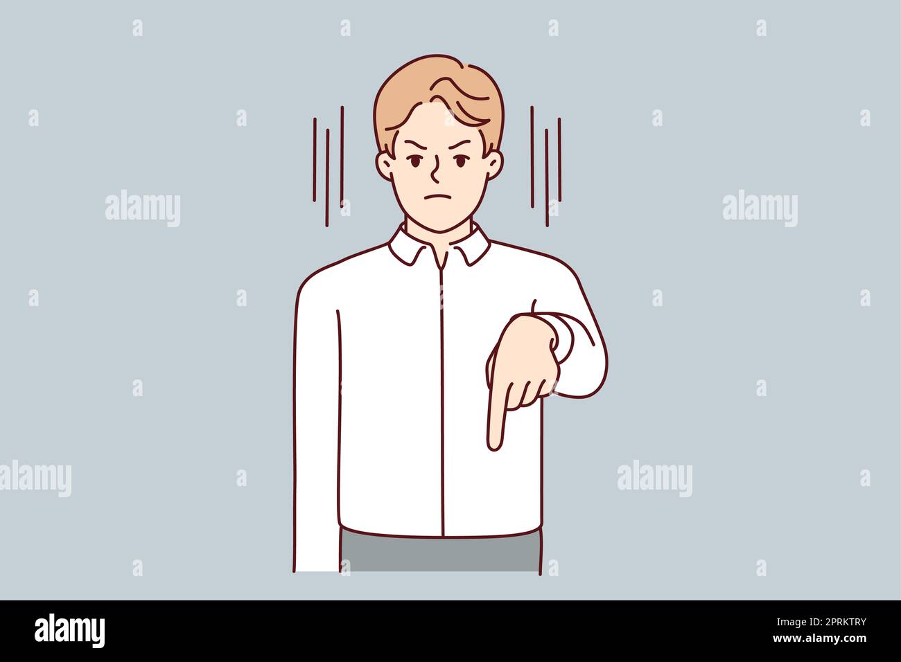 Strict businessman point with finger down. Furious decisive male ...