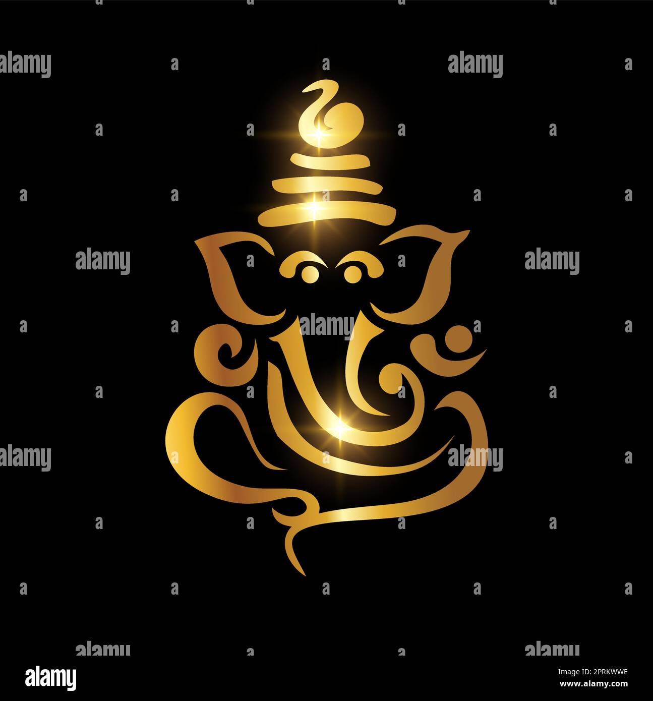 Golden Ganesh Puja. ganesh Chaturthi Sign Stock Vector Image & Art - Alamy
