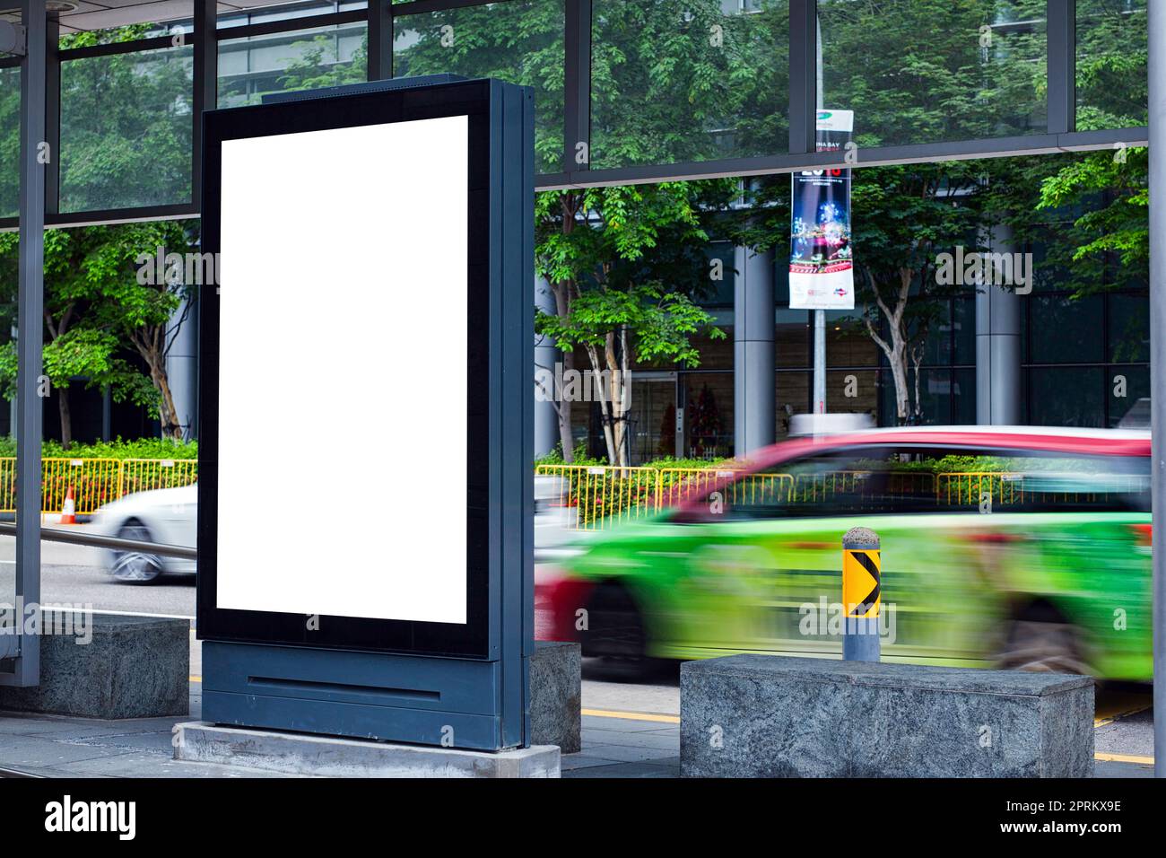 Advertising Outdoor City Light Poster on Blank Vertical Billboard in ...