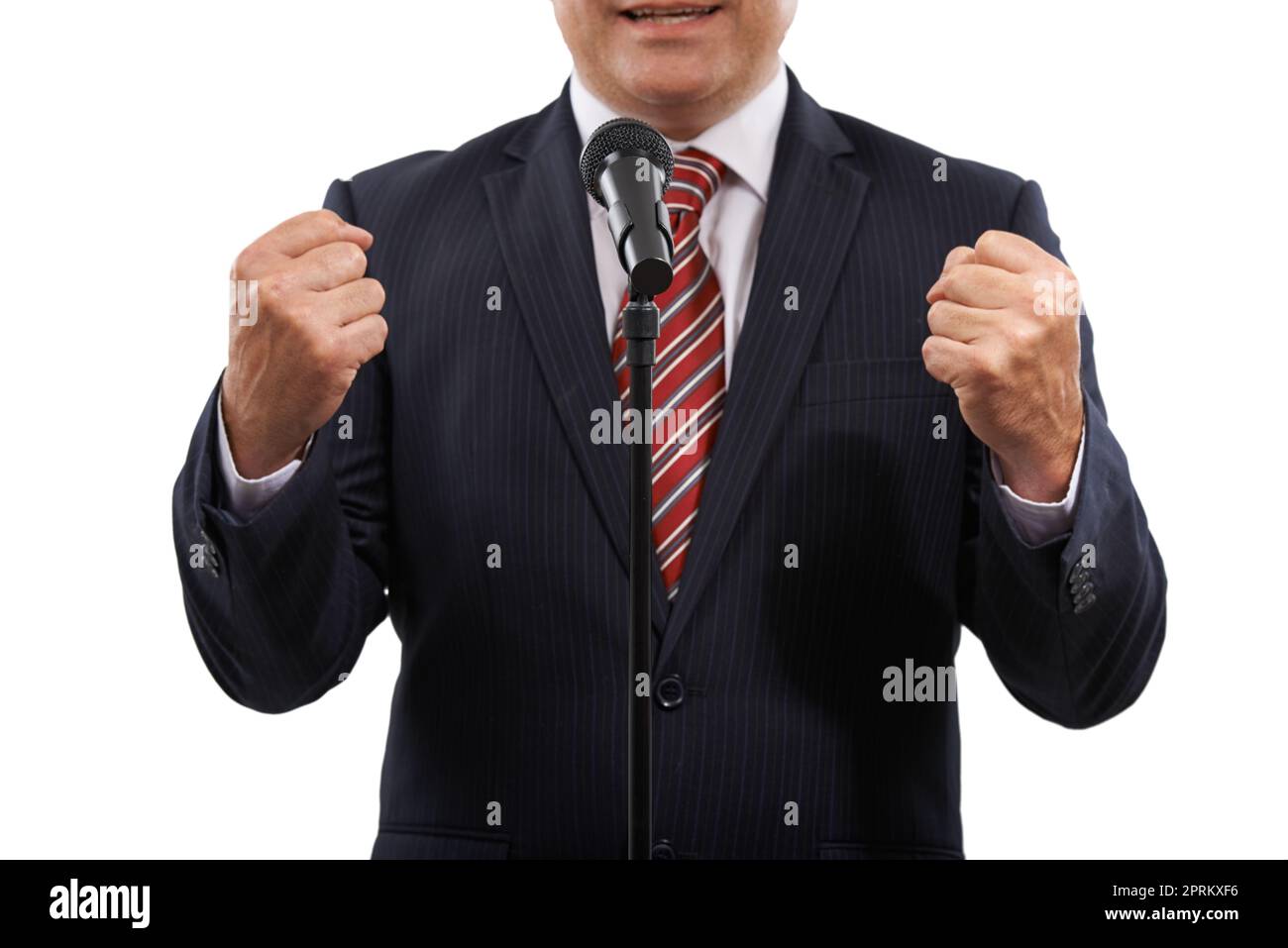 Determined to get his point across. Cropped view of a man in a suit ...