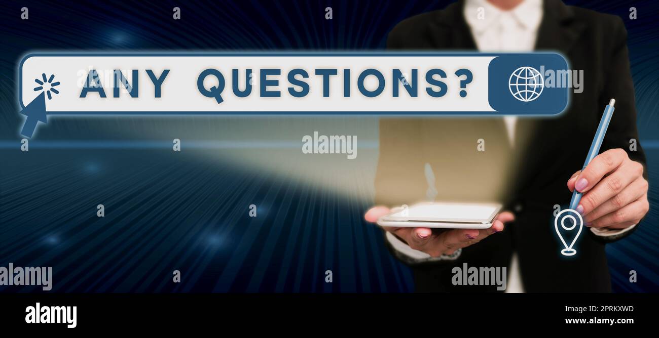 Conceptual caption Any Questions, Business showcase Allowing any ...