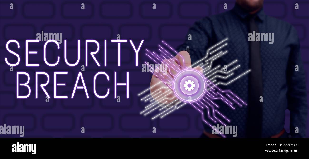 Hand writing sign Security Breach, Business showcase unauthorized ...