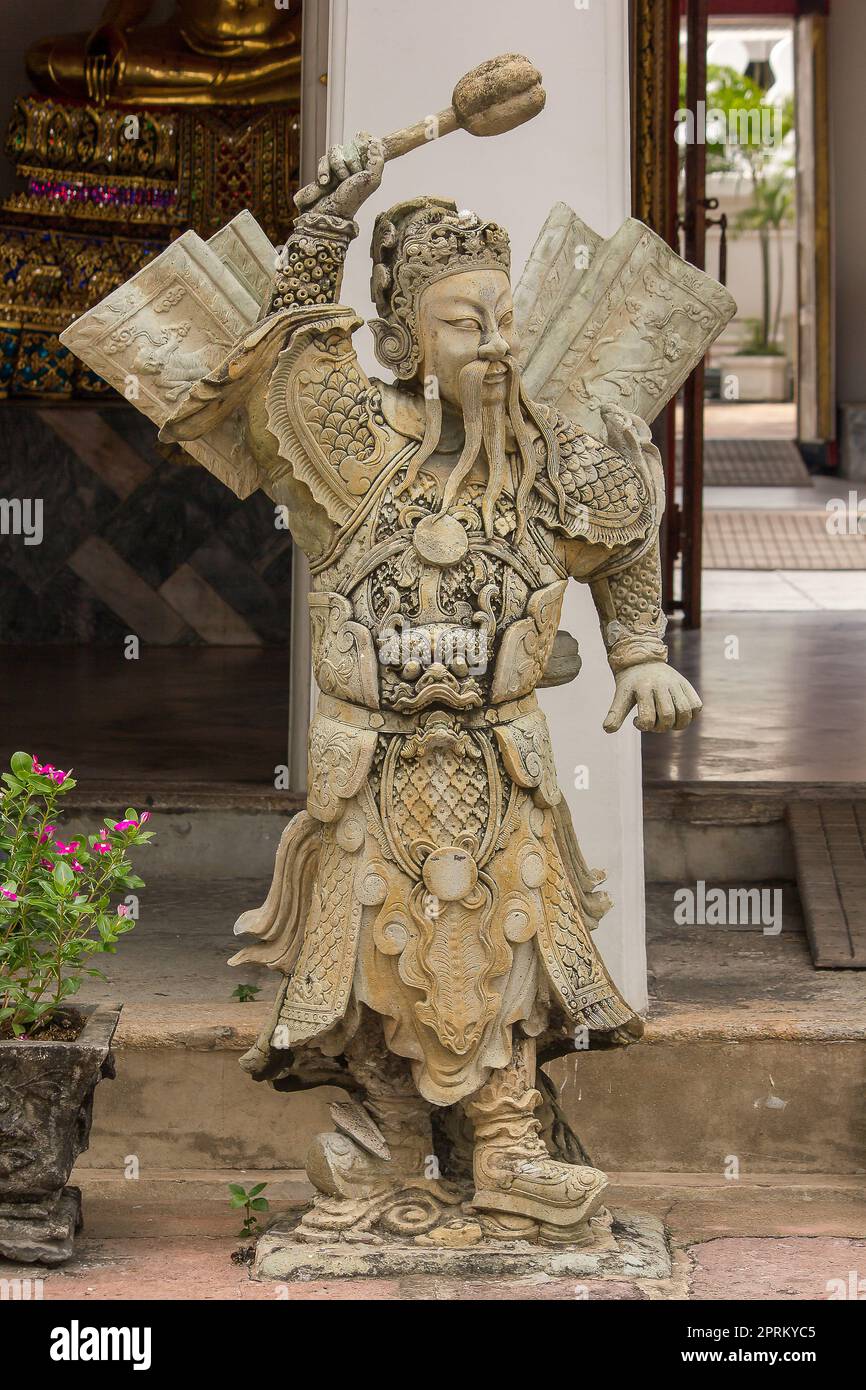 Chinese gods carved from Chinese style stones in Thai temples Stock ...