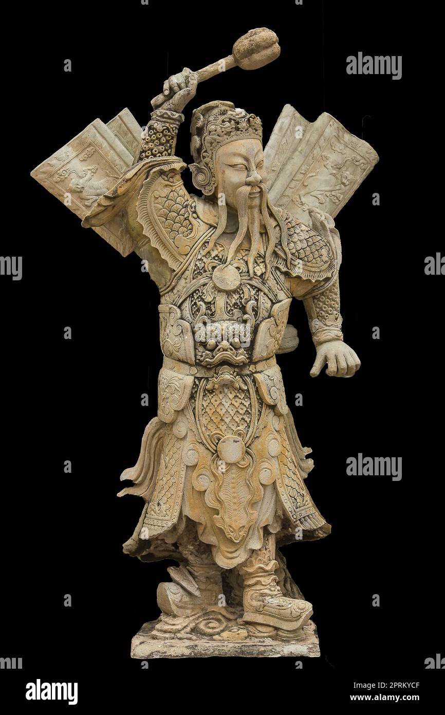 Chinese gods carved from Chinese style stones in Thai temples Stock ...