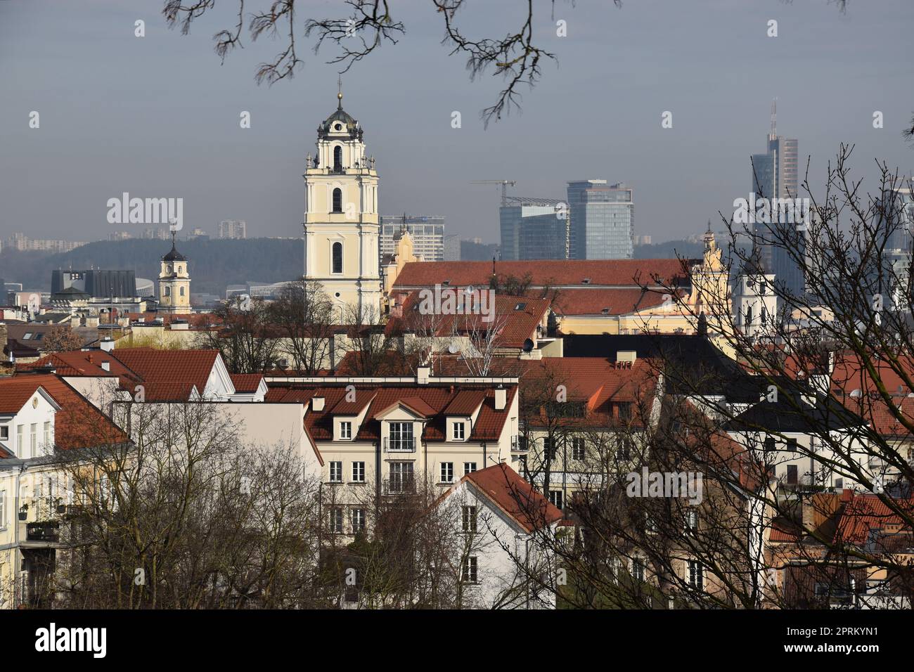 Vilnius, capital of Lithuania, View from the hill on the old city ...