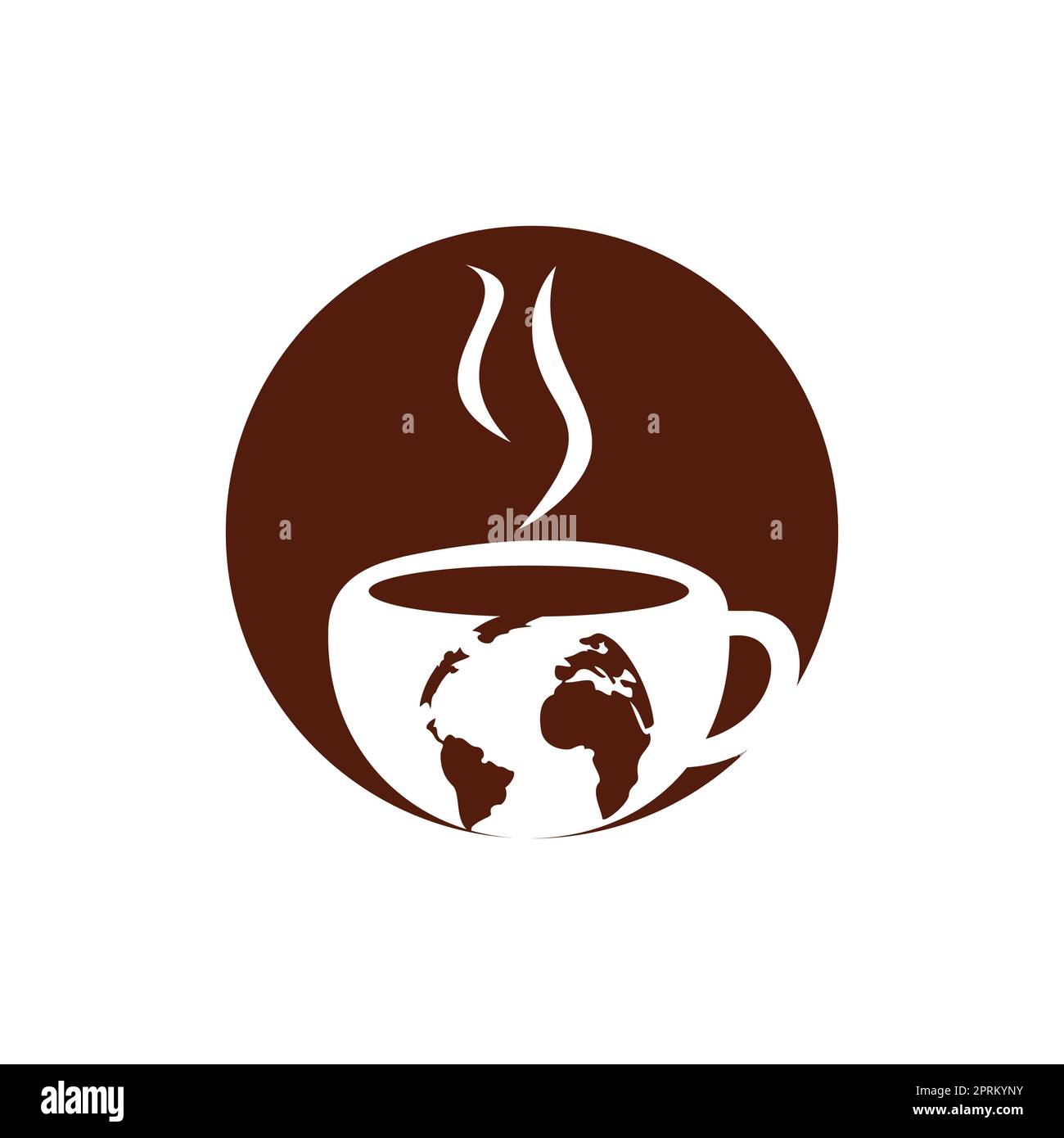 Creative Coffee cup with globe map vector logo design template Stock ...