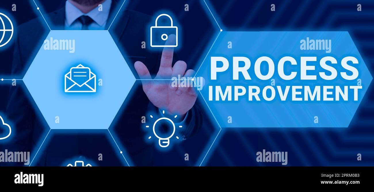 Hand writing sign Process Improvement, Concept meaning task of ...