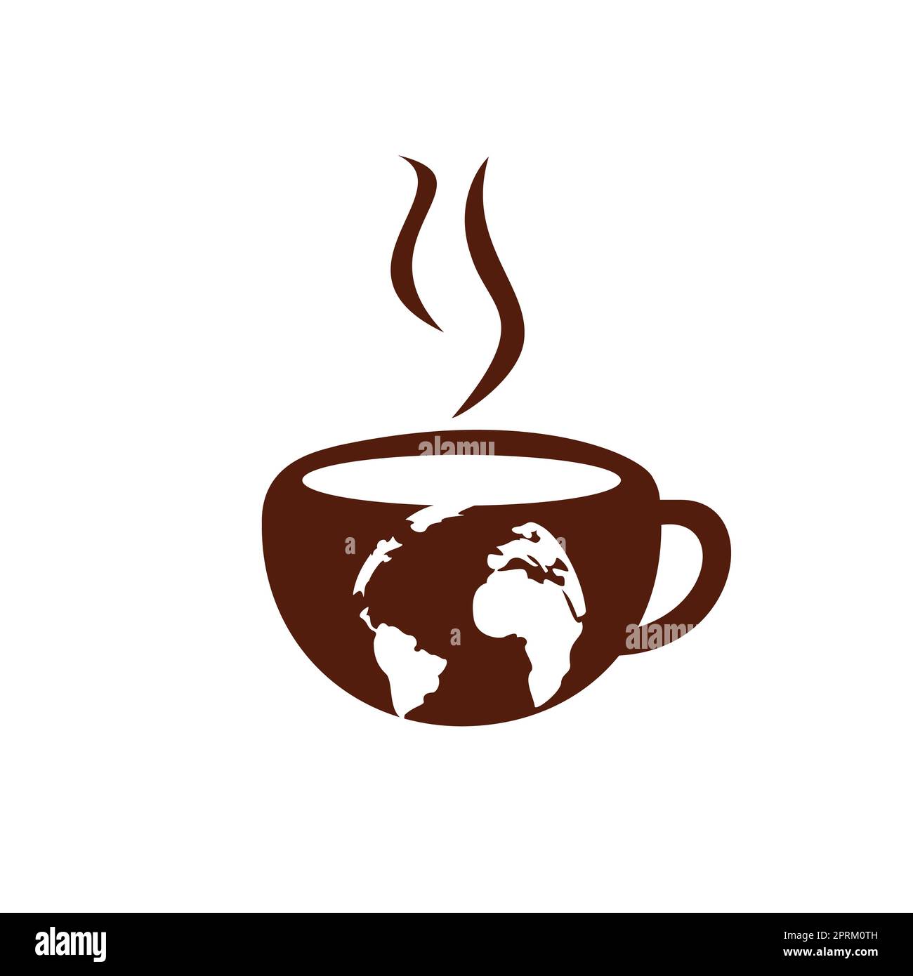 Creative Coffee cup with globe map vector logo design template Stock ...