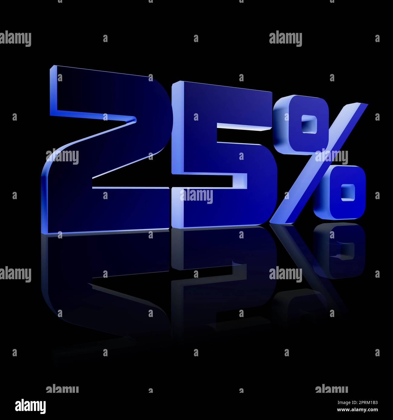 25%, 25 percent as a 3D illustration, 3D rendering Stock Photo - Alamy
