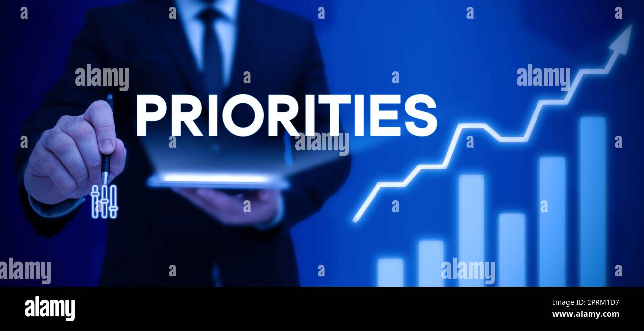 Handwriting text Priorities, Concept meaning an act or method of ...