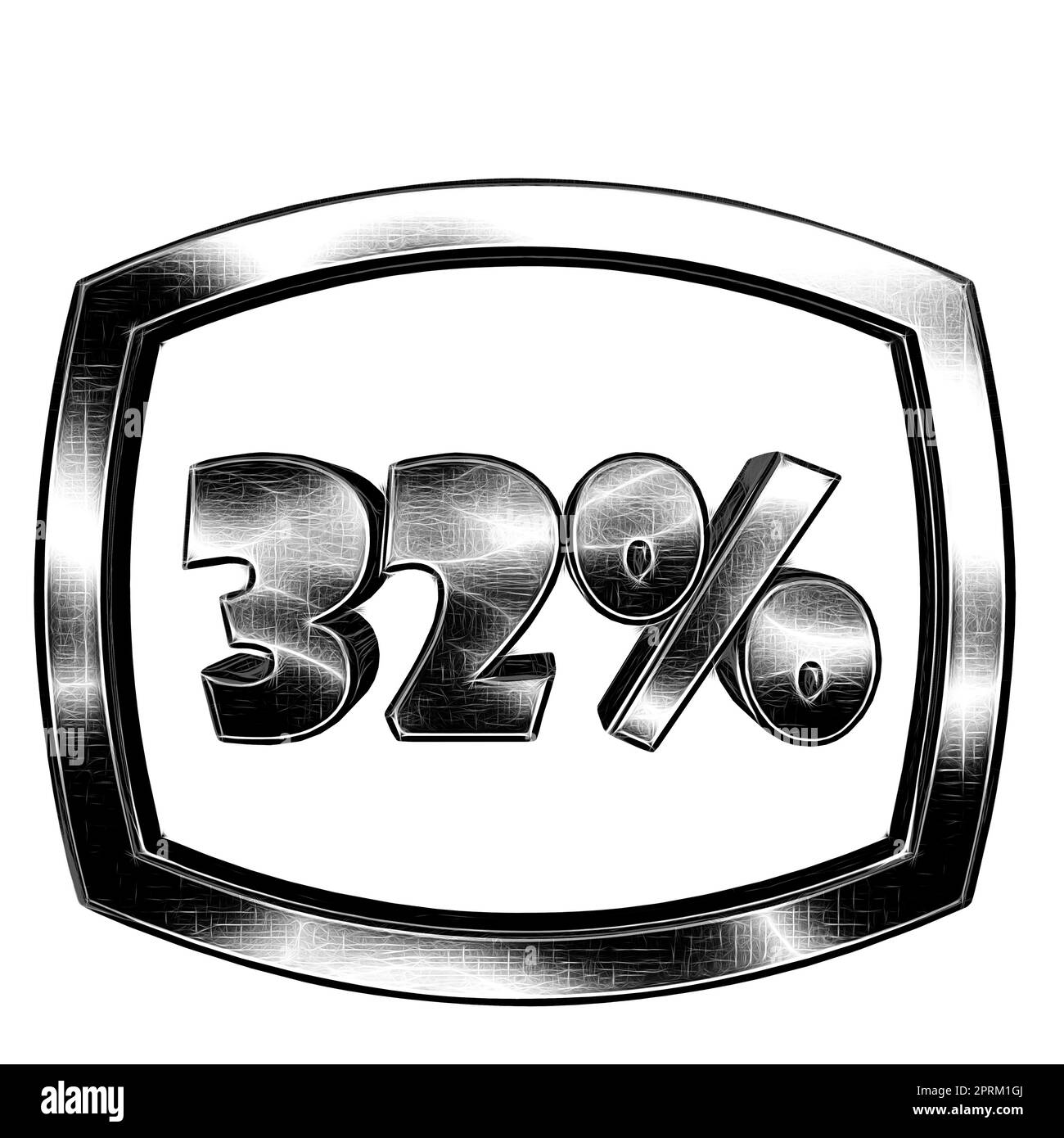32%, 32 percent as a 3D illustration, 3D rendering Stock Photo - Alamy