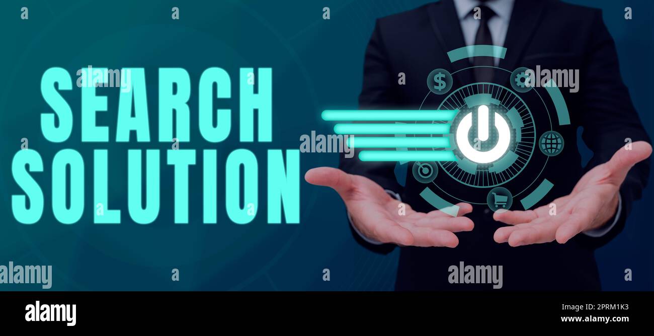 Text caption presenting Search Solution, Business showcase finding the ...