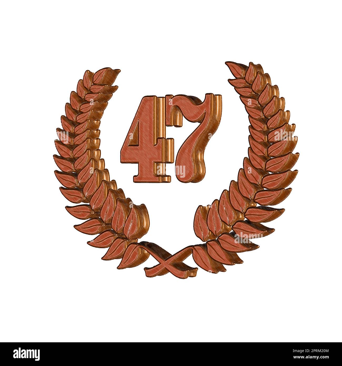 Number 47 with laurel wreath or honor wreath as a 3D-illustration, 3D ...