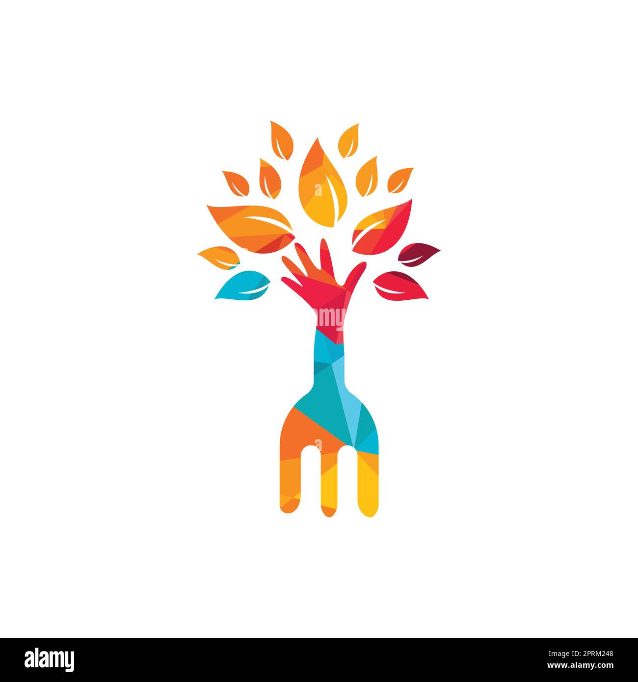 Fork hand tree vector logo design. Restaurant and farming logo concept ...