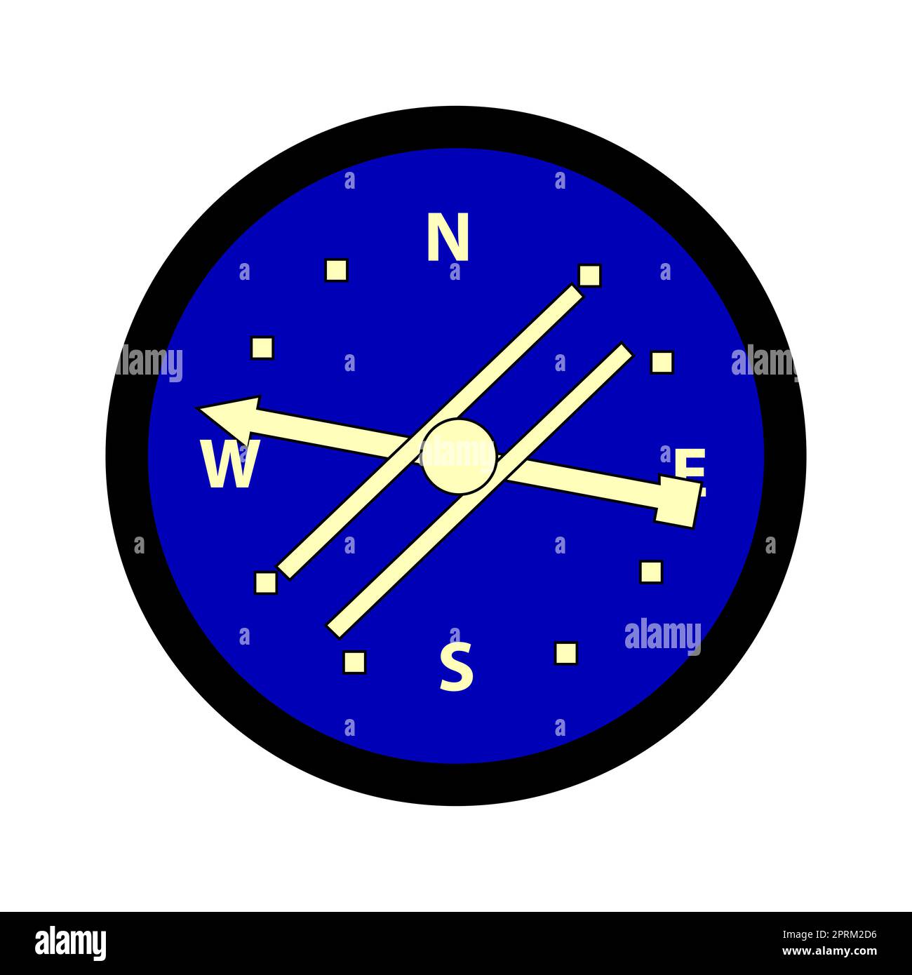 Typical early aircraft round dial compass on a white background Stock ...